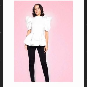 Tops | Puff Sleeve Princess Sleeve Peplum Top | Poshmark